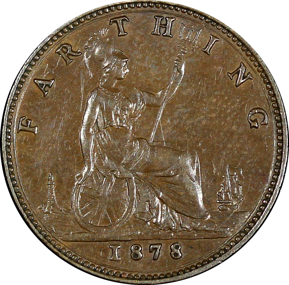 Great Britain Victoria Bronze 1878 Farthing ch.XF KM# 753 (21 691 ...